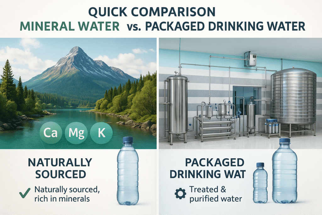 Difference Between Mineral and Packaged Drinking Water | DTPPL